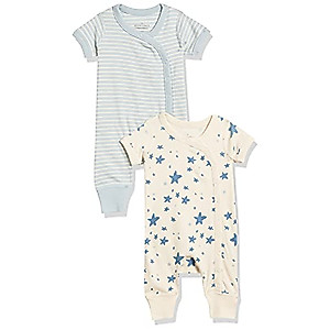 Moon and Back by Hanna Andersson Unisex Babies' Romper Pants, Pack of 2, Light Blue, 0-3 Months