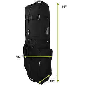 CaddyDaddy CDX-10 Padded Golf Travel Bag Cover with Large Pockets - Heavy Duty, Wheeled Golf Bag Travel Cover, Lightweight