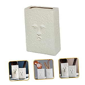 Levemolo 4pcs Face Chopstick Holder 1 Gallon Glass Jar with Lid Silverware Pickle Jar with Strainer Flip Cutlery Flatware Holder Ceramic Utensil Container Ceramics Spoon Rest White