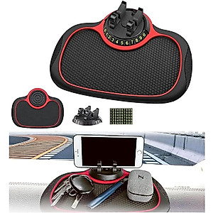 Worzwin Multifunction Car Anti-Slip Mat Auto Phone Holder, Universal Multifunction Car Dashboard Mat, Car Phone Mount Silicone Car Pad Mat