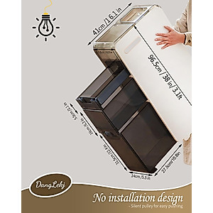 4 Tier Bathroom Floor Cabinet, Vertical Storage Unit with Clear Drawers and Casters, Large Capacity Narrow Tall Slim Storage Tower Waterproof Toilet Paper Storage Cabinet for Small Spaces Gaps