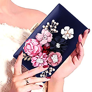 Fozehlad Floral Clutch Evening Bag for Women Flower Clutch Purse for Bridal, Wedding,Party and Prom
