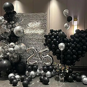 Black Balloons Different Sizes, 130pcs Black Balloons Arch Kit Latex Black Balloons for Birthday Party Graduation Baby Shower Wedding Balloon Decorations