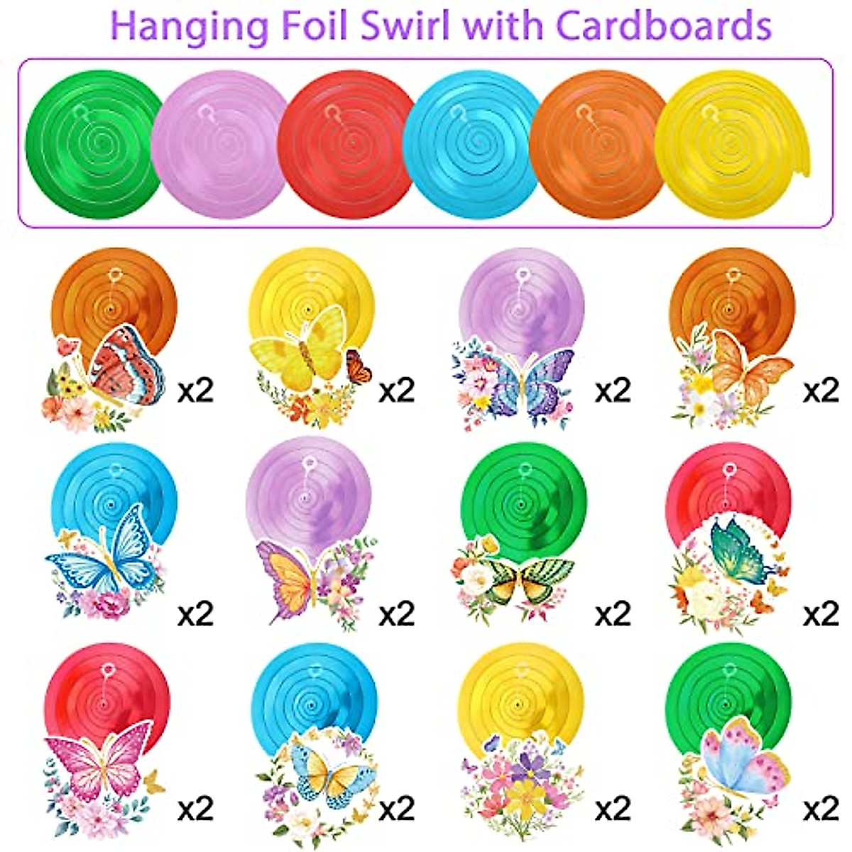 30 Pcs Butterfly Party Decorations Flowers Hanging Decorations Butterfly Hanging Ceiling Swirl for Home Baby Shower 1st birthday 1st birthday Classroom Garden