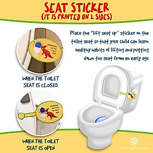 ATHENA FUTURES Dinosaur Potty Training Toilet Targets - 2" Water Soluble, Flushable Urinal Paper Cards for Toddlers, Boys - Kids Trainer Kit with Lift Lid Sticker and Peeing Chart - 80 Targets