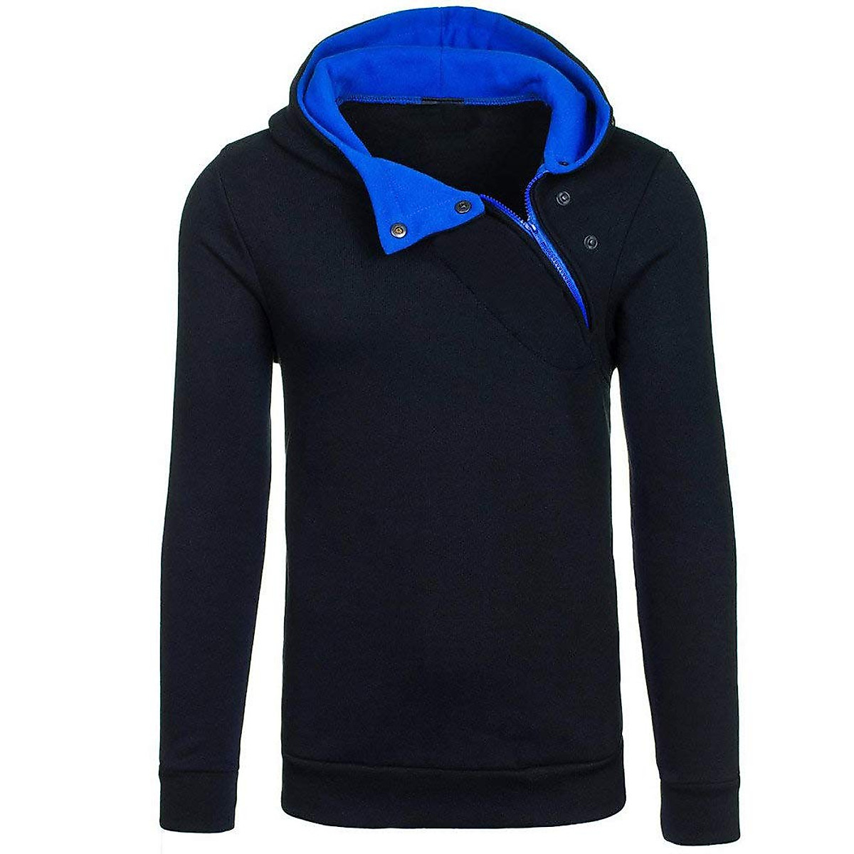 jin＆Co Men's Hoodies Sweatshirts Long Sleeve Solid Color Slim Fit Winter Hooded Pullover Tops Jacket Navy