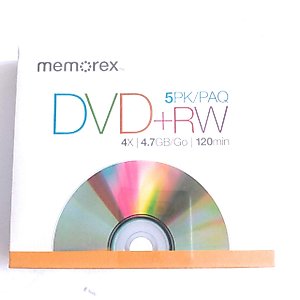 Memorex DVD+RW Discs, 4.7GB, 5/Pack