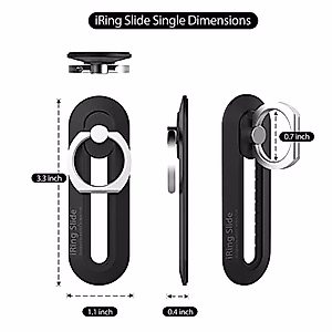 iRing Slide, Made in Korea, Wireless Charging Compatible. Simply Slide The Ring Down to Charge. Includes Hook Mount for Car Cradle or Wall. AAUXX Original Ring Grip Finger Holder Stand (Black)