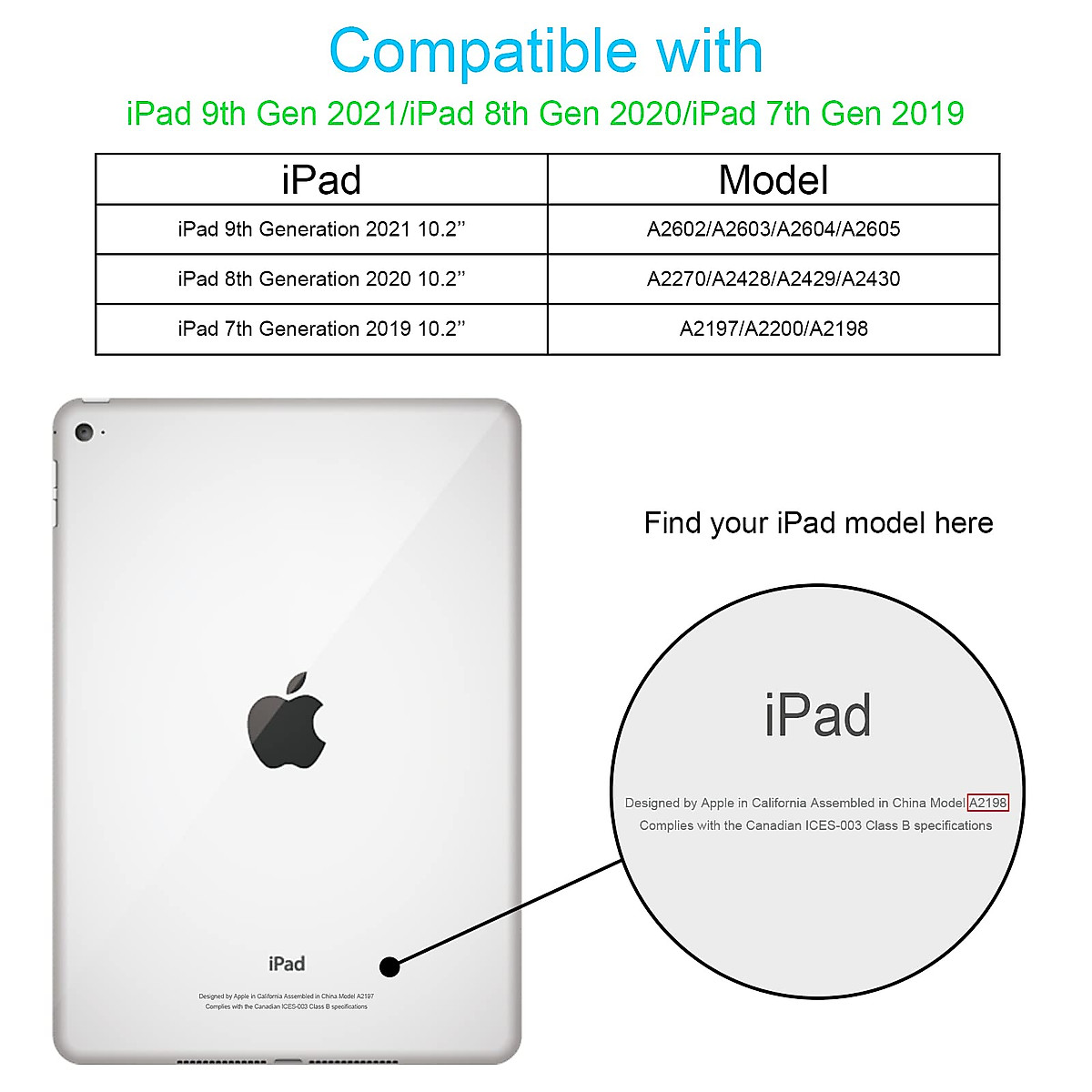 for 9th/8th/7th Generation Case (2021/2020/2019),10.2 Case Folding Stand Card Slot, Premium Leather Classic Plaid Cover Auto Wake/Sleep Smart Tablet Cover for 10.2 Inch-Creamy White