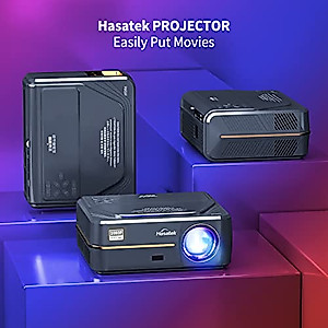 Hasatek Projector with WiFi and Bluetooth,400 ANSI Lumen Projector 4k HD Projector 1080p,Outdoor Portable Projector, Home Movie Theater Projector Compatible with iOS,Android,PC,Xbox,TV Stick,HDMI,USB
