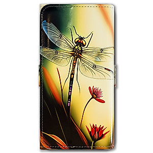 Bcov Pixel 8 Pro Case,Colorful Dragonfly Style Leather Flip Phone Case Wallet Cover with Card Slot Holder Kickstand for Google Pixel 8 Pro