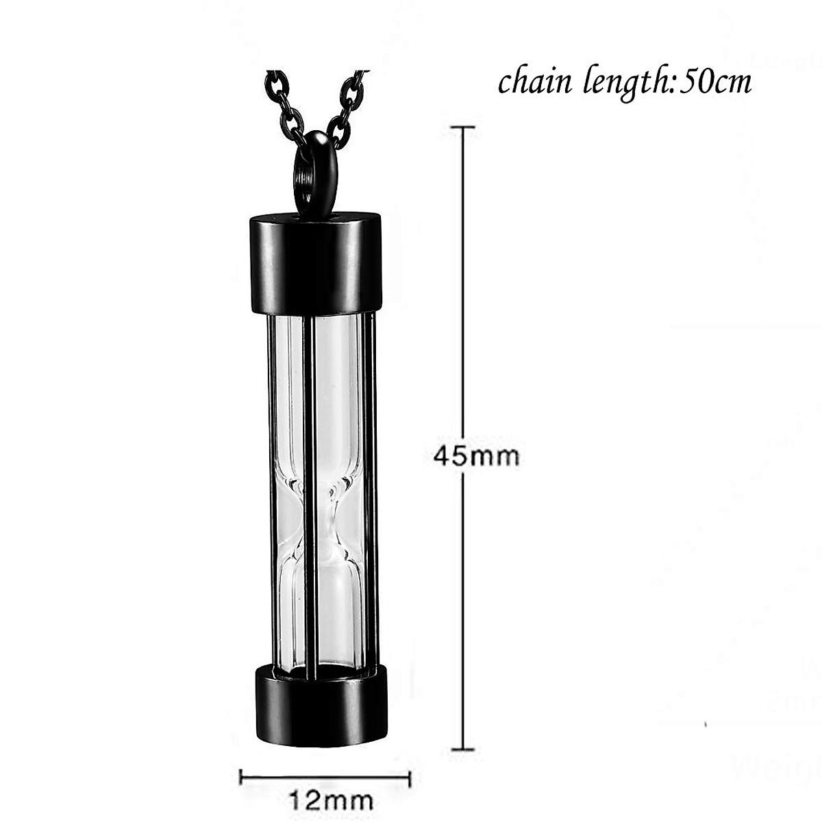 The New black memory Hourglass Urn Pendant Cremation Jewelry Urn Necklaces Memorial Ashes for Women Free Fill kit (papa)