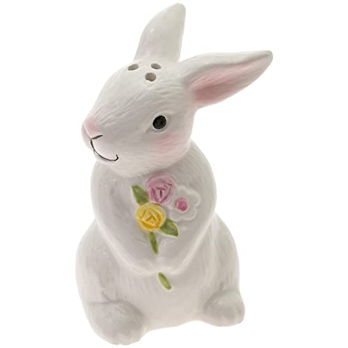 Boston International Salt and Pepper Shakers Easter Ceramic Serveware, Set of 2, Bunny Flower Crown