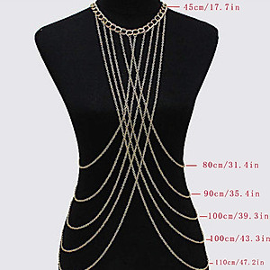 ROORUZ Harness Body Chain Bra Crossover Sexy Body Jewelry Bikini Chains Necklace,Free sizes