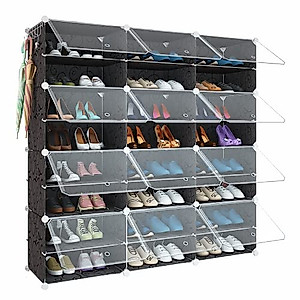 HOMICKER Shoe Rack Organizer, 48 Pair Shoe Storage Cabinet with Door Expandable Plastic Shoe Shelves for Heels, Boots, Slippers,8 Tier