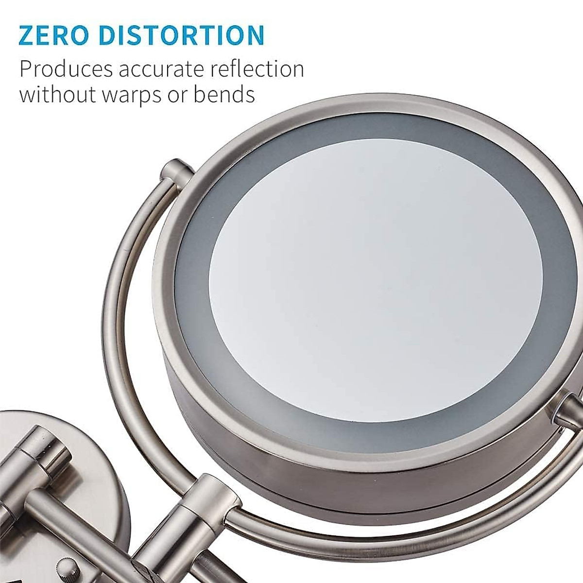 Cavoli Wall Mount Makeup Mirror 9 Inches with LED Lighted 10x Magnification,has 3 Colors Lights Modes,13" Extension Arm Magnifying Vanity Mirror Electric Plug Powered, Brushed Nickel Finish