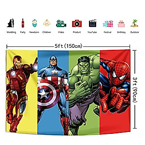 Baolifan Hero 5x3ft Backdrop for Boy Birthday Party Super City Red Hero Anime Iron Photography Background Boy Children Bday Party Supplies Baby Showe