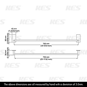 KES Adhesive Towel Bar 30-Inch Bathroom No Drill Towel Holder Sticky on Towel Rack Easy Install SUS304 Stainless Steel Rustproof Brushed Finish, A7000S75B-2