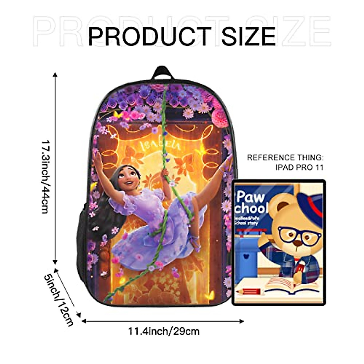 Cute Anime Backpack 3D Printed Cartoon Mirabel Large Backpacks Unisex Sports Travel Bag Fans Gifts 17 Inch