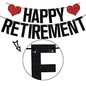 Black Glitter Happy Retirement Banner, Officially Retired Decorations, , Farewell Party Retirement Party Decorations