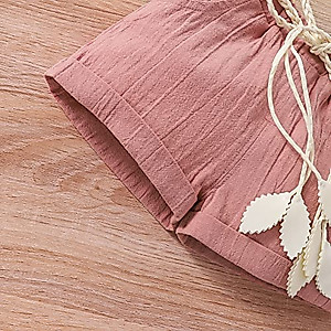 Aimaopao Toddler Baby Girls Summer Clothes Watermelon Print T-shirt Linen Short Sets With Belt Outfits for 1-5 Years Old (Watermelon Pink, 3-4T)