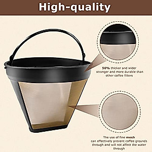 KEEPOW Reusable Coffee Filter Replacement 14 cup Compatible with Cuisinart DCC-3200 DCC-1200 Coffee Maker, Gold Tone Coffee Filter Basket 10 12 14 Cup