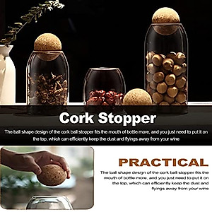 Wine Cork Ball,2.4inch Wooden Cork Ball Stopper Wine Decanter Top Accessories Carafe Bottle Replacement Wine Stoppers(size:2pcs)
