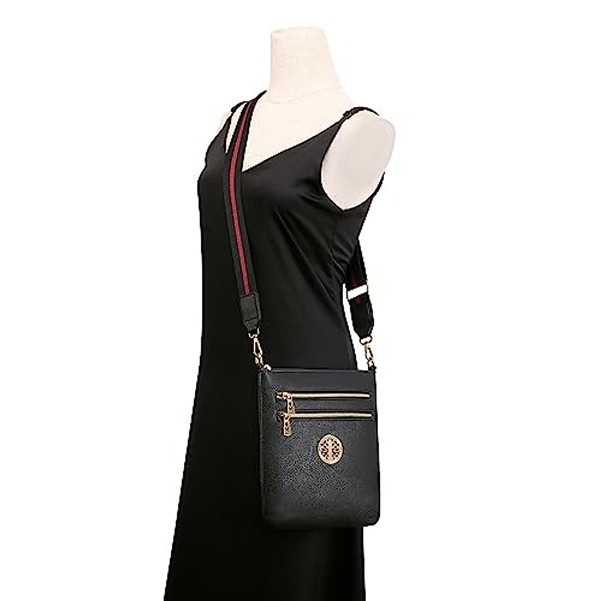 Montana West Crossbody Bag with Wide Guitar Strap Small Cross Body Bag Purses Shoulder Handbag for Women MWC-042ABK