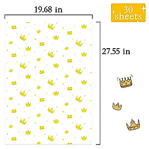 MR FIVE 30 Sheets White and Metallic Gold Tissue Paper Bulk,20" x 28",Gold Tissue Paper for Gift Bags,DIY and Crafts,Gift Wrapping Paper for Weeding,Graduation,Birthday