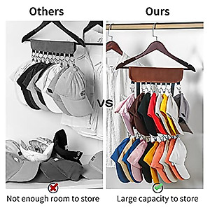 Hat Racks for Baseball Caps, Hat Organizer Storage Clips Hat Holder mens hat Hanger for closet hat rack, Ball Cap Organizer, Cap hanger Racks For Hanger, over door hat rack,Wall, Closet(1 Pack, Black)