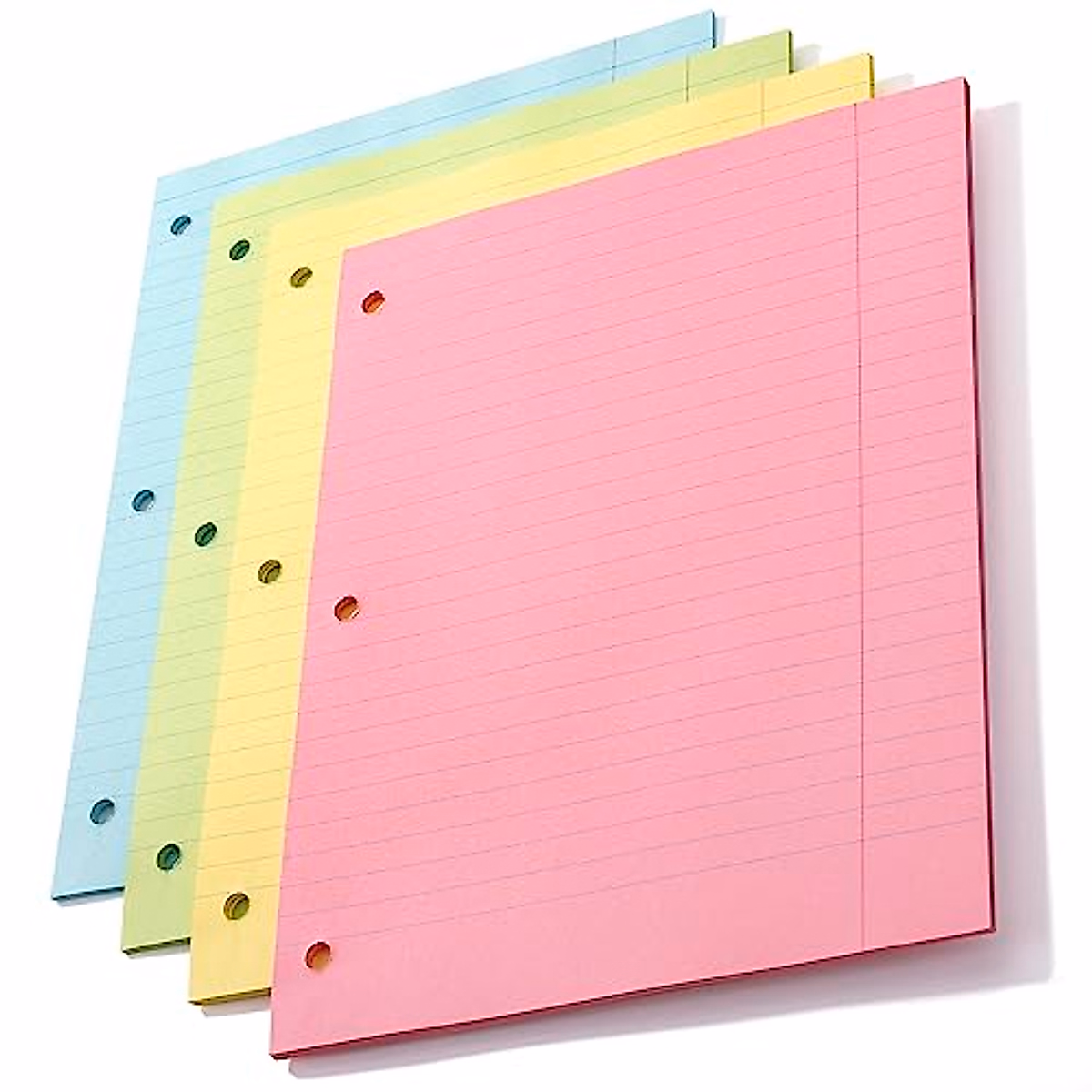 Mr. Pen- Colored Loose Leaf Paper Wide Ruled, 100 Sheets, 8” x 10.5”, 3- Hole Punched, Notebook Paper, Lined Paper, Binder Paper, Writing Paper, Filler Paper, Wide Ruled Notebook Paper