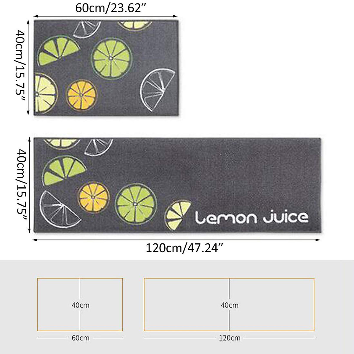Dingtuo 2Piece Kitchen Floor Mat Anti Fatigue Doormat Kitchen Runner Rug Standing Mats Set Lemon One Size