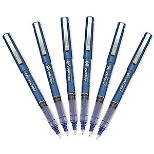 Pilot Precise V5 Stick Rolling Ball Pens, Extra Fine Point, Blue Ink, Pack Of 6