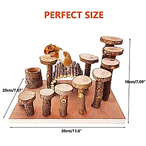 Wooden Hamster Platform Toy Chinchilla Activity Playground Stand Ladder Guinea Pigs Hideout Set Bridge Ramps Chew Toys for Mouse Dwarf Hamster Gerbil Rat Sugar Glider Syrian Hamster Small Animals
