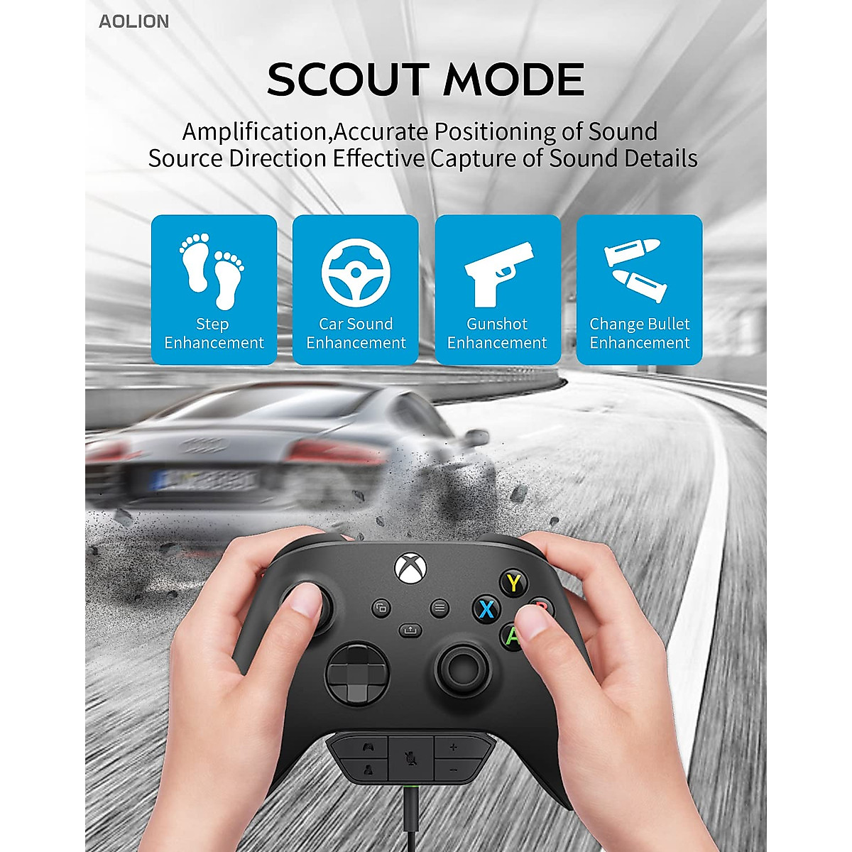 AOLION Stereo Headset Adapter for Xbox Controller, Audio Mic Headphone Adapter for Xbox One/One S/X/Elite 1/ Elite2/ Series S/X Controller-Xbox Controller Accessories Adapter Adjust Audio Balance