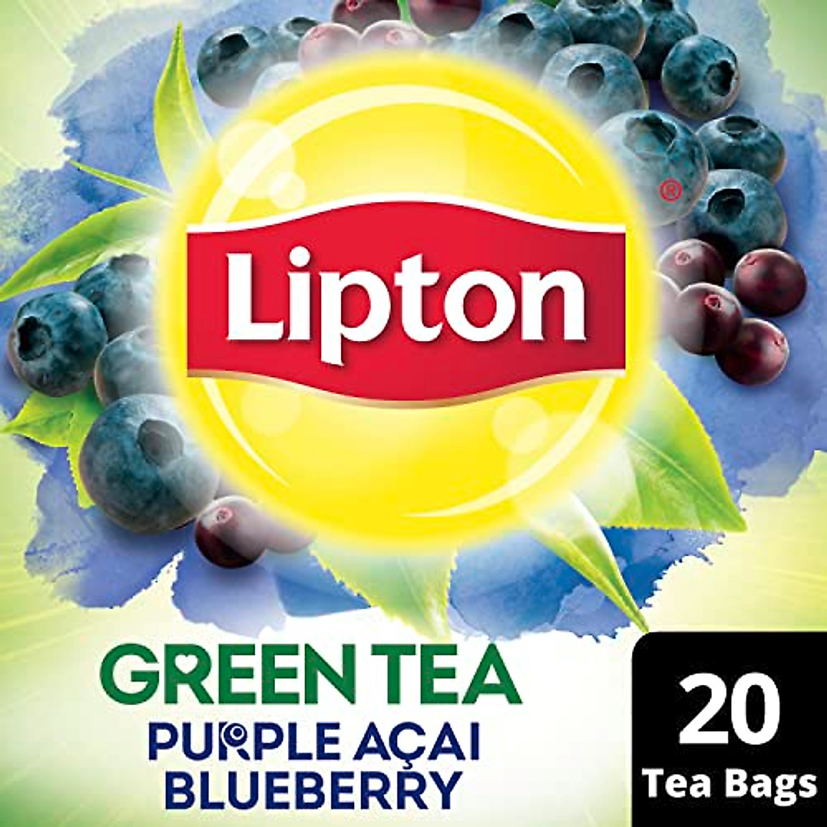 Lipton Green Tea Bags, Purple Acai, Blueberry, 20 Count (Pack of 6)