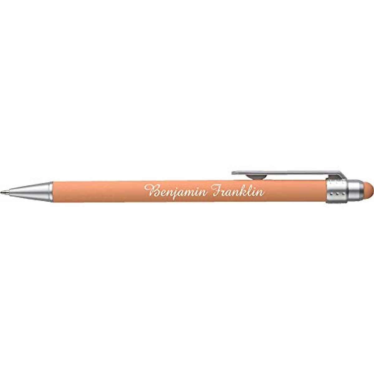 Express Pencils™ - Pastel Personalized Pens with Stylus - Soft Touch Design - Custom Printed Name Pens with Black Ink - Imprinted with Logo or Message (Pastel Pink)
