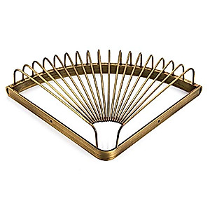 Amosfun Bathroom Organization and Storage Fan Shape Bath Storage Shelf Rack Wall Mount Bathroom Shower Organizer Basket Retro Storage Shelf Basket (Bronze)