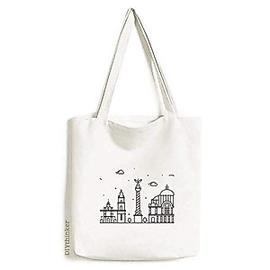 Mexico Detailed City National Landmark Building Tote Canvas Bag Shopping Satchel Casual Handbag