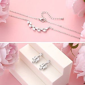 DHQH Bridesmaid Earrings Necklace Set Proposal Gifts Set for Women Leaf Pendant Necklace set of 4/6 Wedding Jewelry