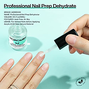 Morovan Acid Free Nail Dehydrator - Professional Dehydrator Nail Prep for UV Gel Nail Polish Acrylic Nails Fast Dry Dehydrator Nails 0.5 oz Natural Nail Primer Dehydrator Base Varnish Manicure Bonder