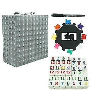 LEQUPLAY Mexican Train Number Dominoes Set Double 12 Dominoes 91 Tiles Games with Leather Box , Number Dominoes Set for Kids Adults and Family…