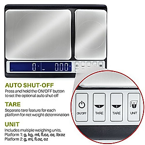 Smart Weigh Culinary Kitchen Scale 10 kilograms x 0.01 grams, Digital Food Scale with Dual Weight Platforms for Baking, Cooking, Food, and Ingredients