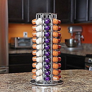 Lily's Home Coffee Capsules Holder Carousel Compatible with Nespresso Coffee Pods. Holds 80 Nespresso Pods - Chrome. IMPORTANT - This holder does NOT hold K-Cup capsules or the Vertuoline Capsules.