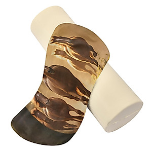 Horse Running Picture Yellow Outdoor Bolster Pillow Yoga Neck Roll Pillow Neck Round Pillow Neck Cushion Roll Pillow for Neck Support