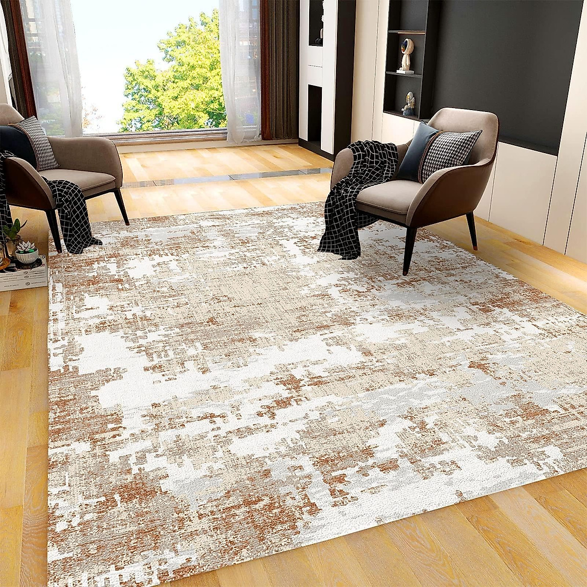 Black and White Area Rugs, Diamond Shape Pattern Background Entryways Mat, Machine Washable Soft and Comfortable for Room Living Room Office Dining Indoor Outdoor Hallway(3x5ft