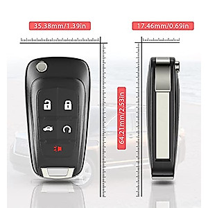 Replacement for New Keyless Entry Remote Fob 5 Button Flip Car Key Fob Select Chevy Impala Malibu Cruze Equinox 2010-2017 and Other Vehicles That Use FCCID: OHT01060512 V2T01060514