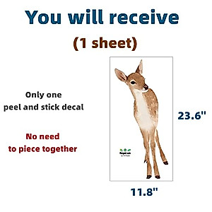 RoyoLam Cute Deer Wall Decal Nursery Animal Fawn Wall Sticker Removable Peel and Stick Waterproof Wall Art Decor Stickers for Kids Baby Classroom Living Room Playing Room Bedroom