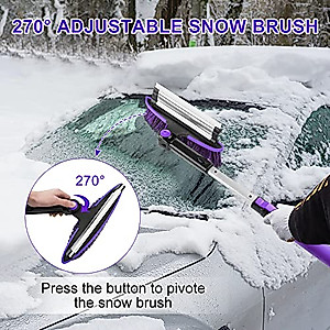 GLLPN Ice Scraper and Snow Brush for Car Windshield with Ergonomic Foam Grip Ergonomic,Winter Windows Scraper for Cars, Trucks, SUVs (31.5" to 39.3")