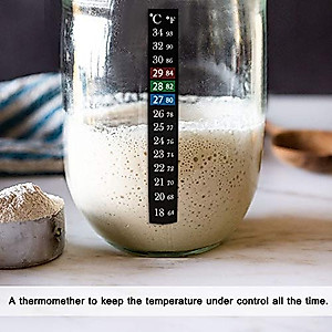 Sourdough Starter Jar Kit, 50 Oz DIY Sourdough Starter Jar with Thermometer, Chalkboard Marker, Sticker, Cable Tie, Brushes - Reusable Sourdough Jar Kit, Use for Home Bakery & Dry Food Storage